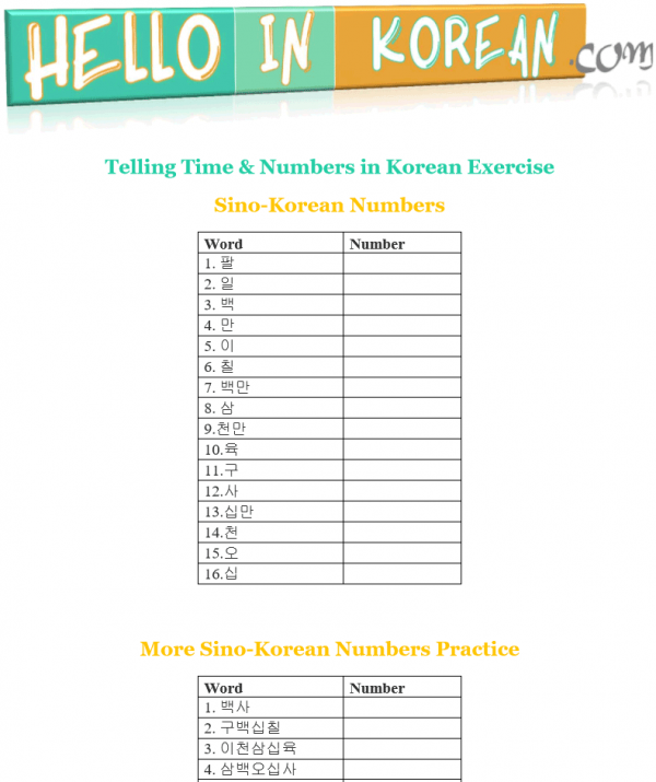 Telling Time and Numbers in Korean