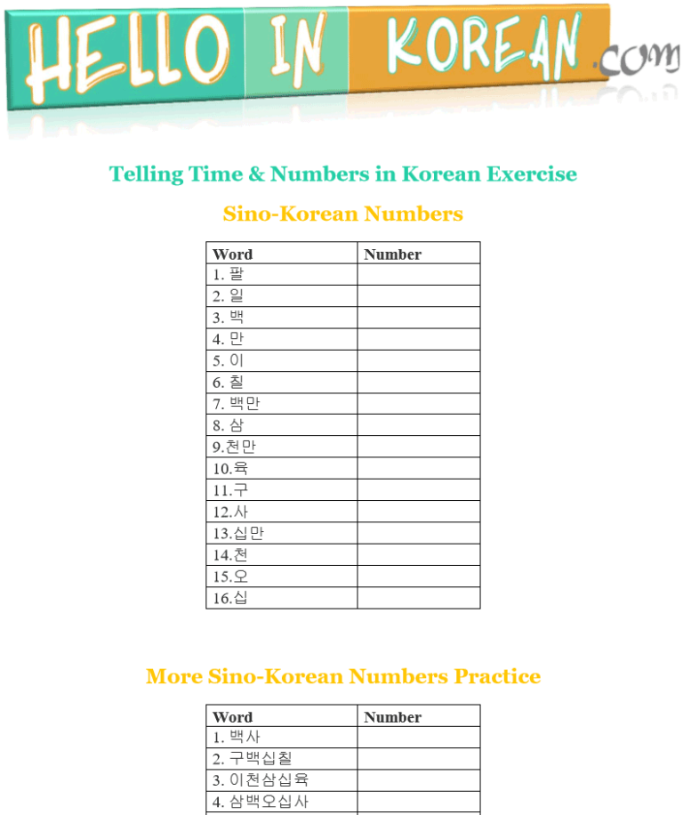 Telling Time and Numbers in Korean